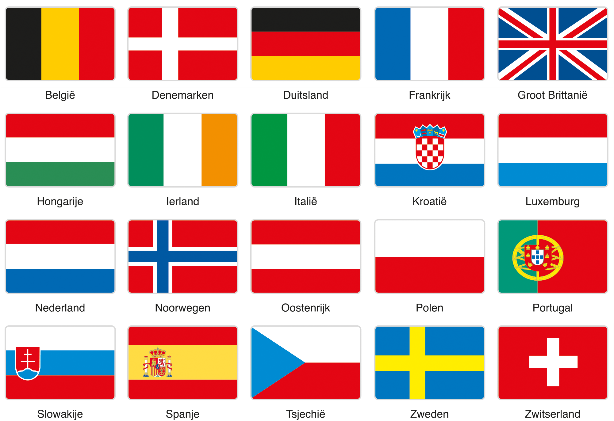 Vlaggenset Europa stickers - Tuningstickers