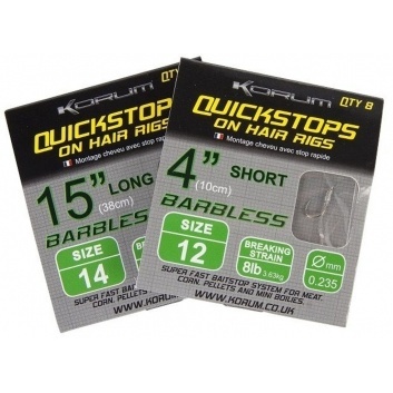 Korum Barbless Hook Hair Rigs With Quickstops - Hareco Hengelsport