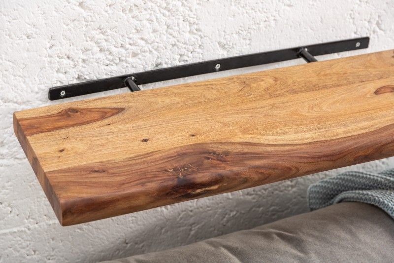 Stevige wandplank MAMMUT 80cm Sheesham plank met boomrand - 40957 ...