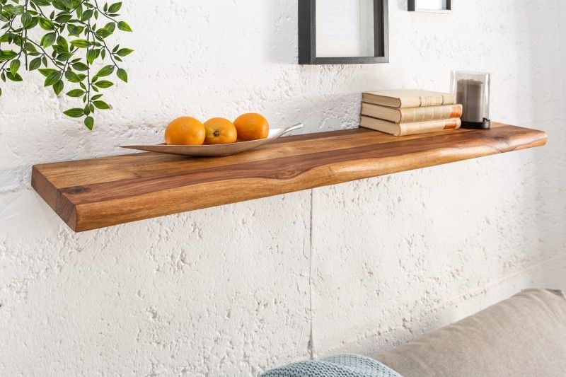 Stevige wandplank MAMMUT 115cm Sheesham plank met boomrand - 40958 ...