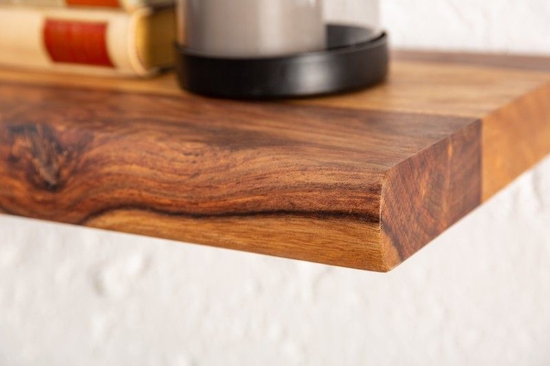 Stevige wandplank MAMMUT 115cm Sheesham plank met boomrand - 40958 ...