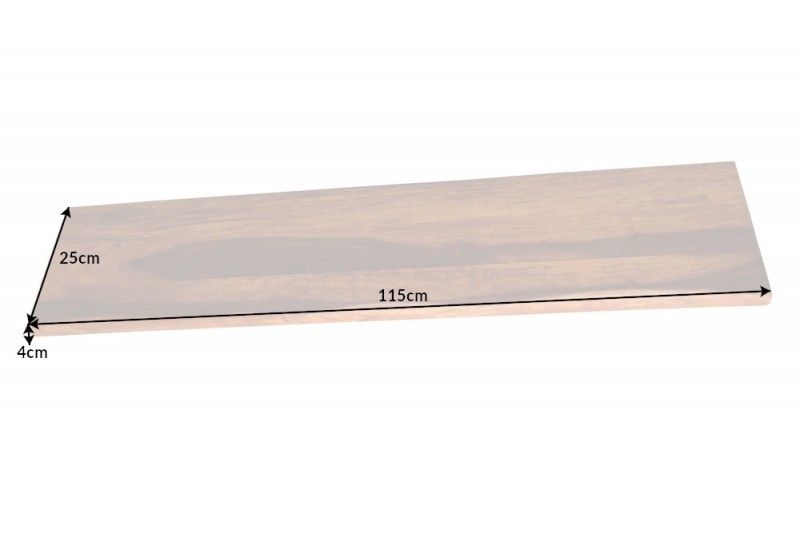 Stevige wandplank MAMMUT 115cm Sheesham plank met boomrand - 40958 ...