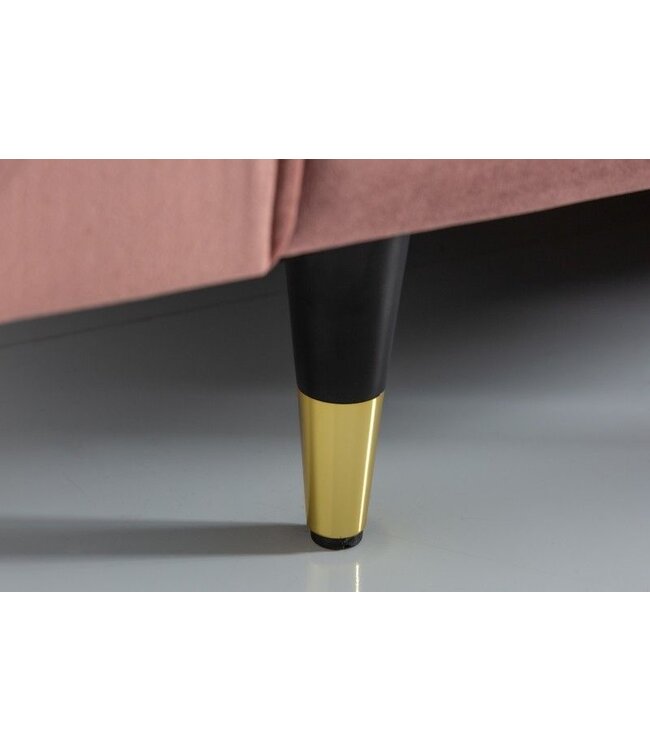 Design 3-zits loungebank COSY VELVET 220cm oudroze fluwelen veerkern ...