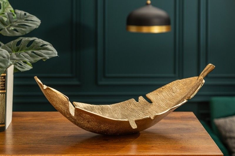 Design decoratieve kom GOUD BLAD 62cm bladgoud design metaal ...
