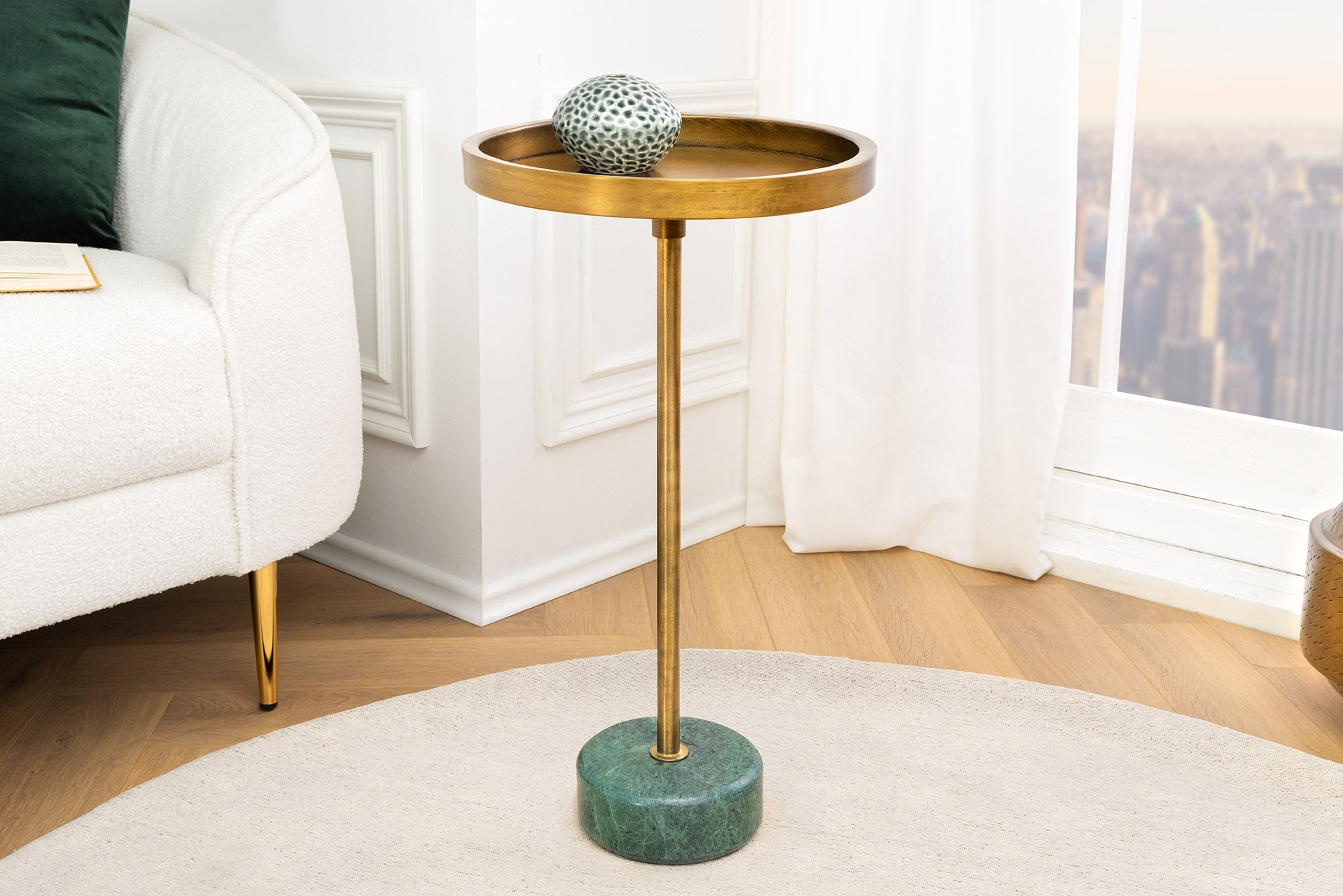 Side table TRAYFUL 60cm marble base groen and top messing - 44848 ...