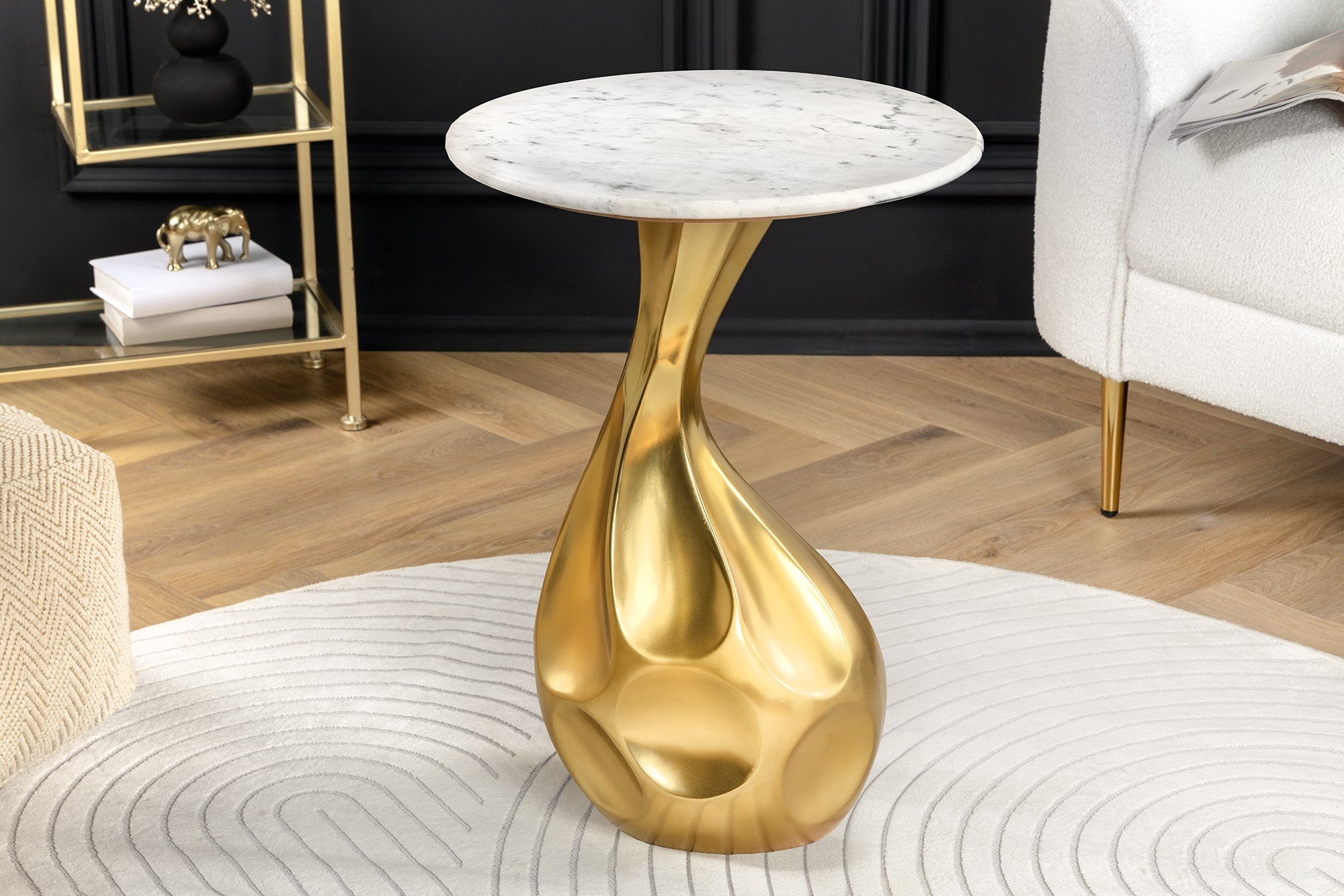 Side table TEAR 60cm goud wit marble - 44834 - Meubello®