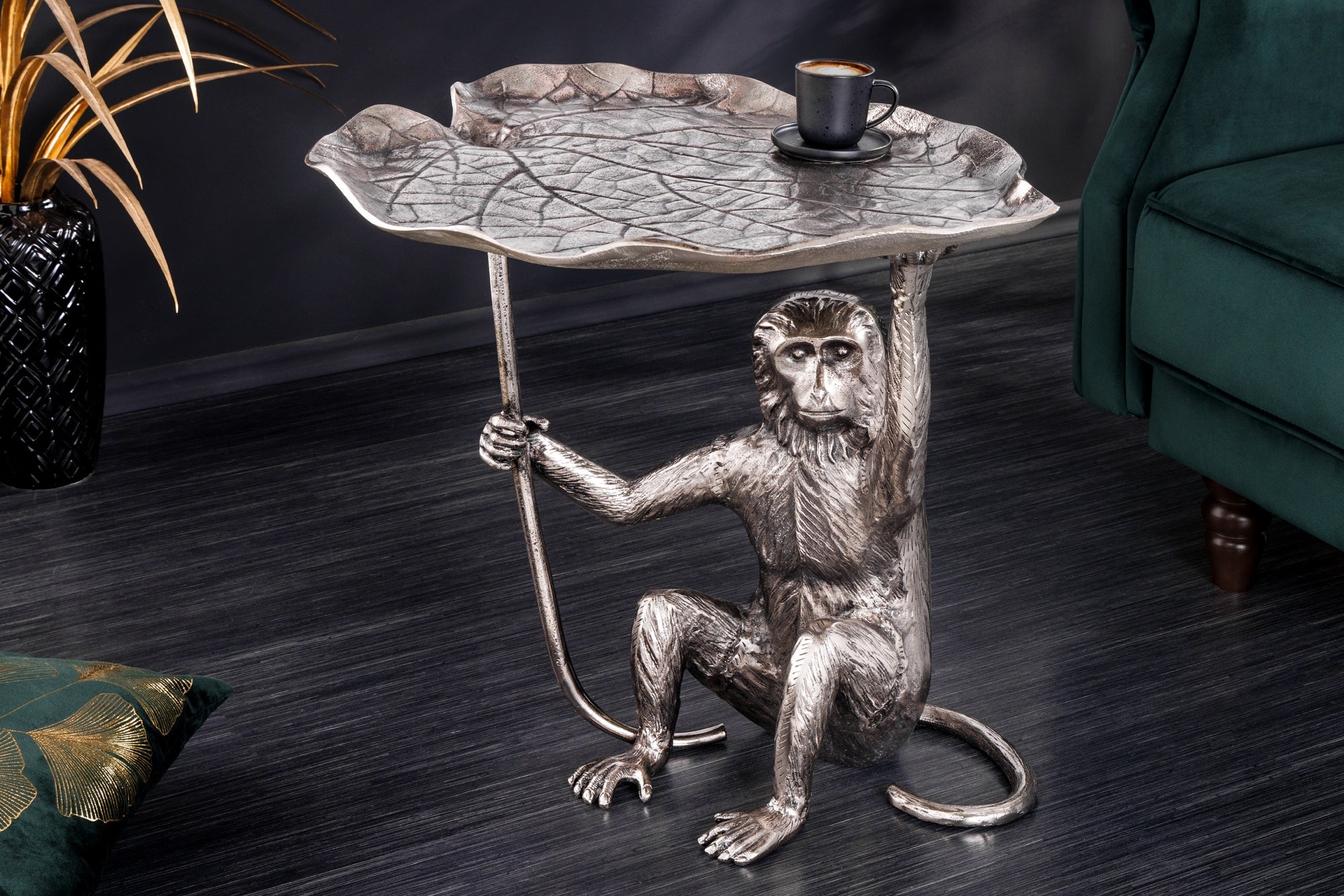 Side table WILDLIFE MONKEY 55cm silver - 44836 - Meubello®