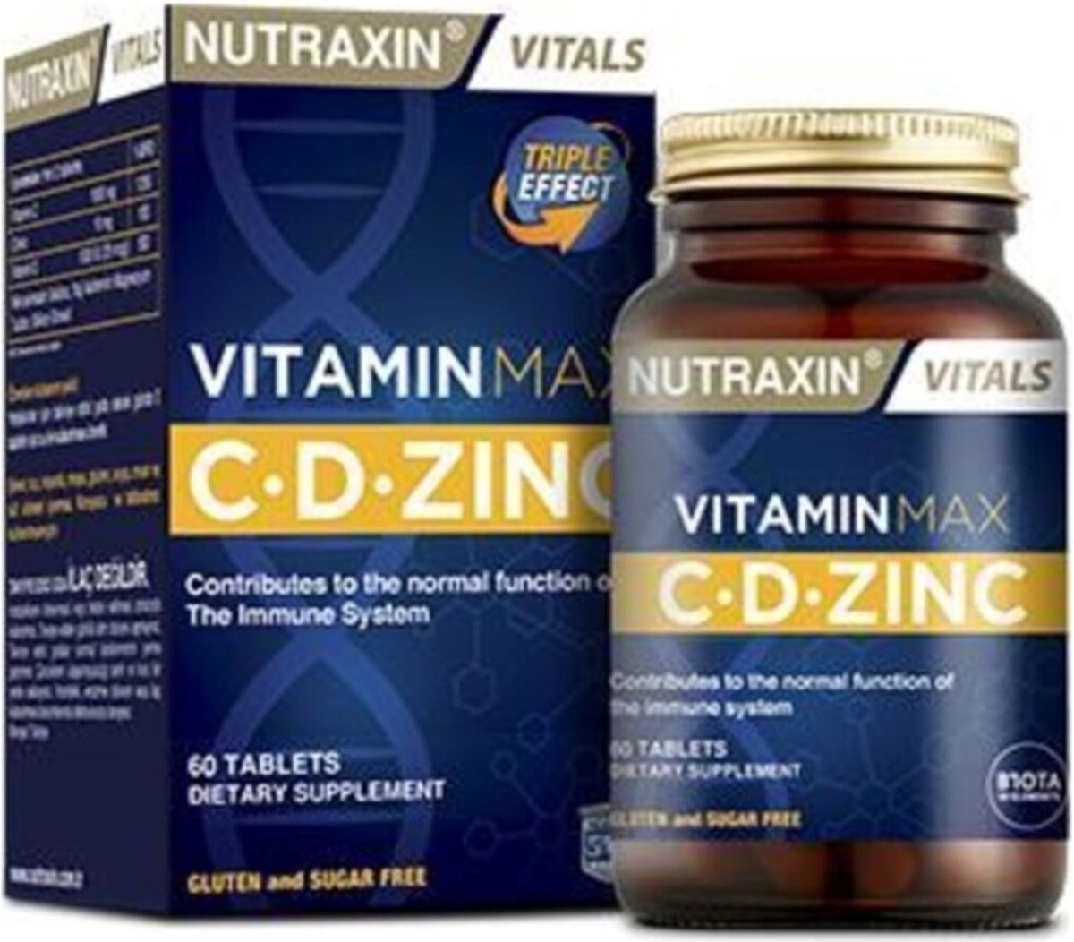 Nutraxin Vitamin Max C+D+Zinc – Immune Booster – 60 Tablets - Sanitas Verde