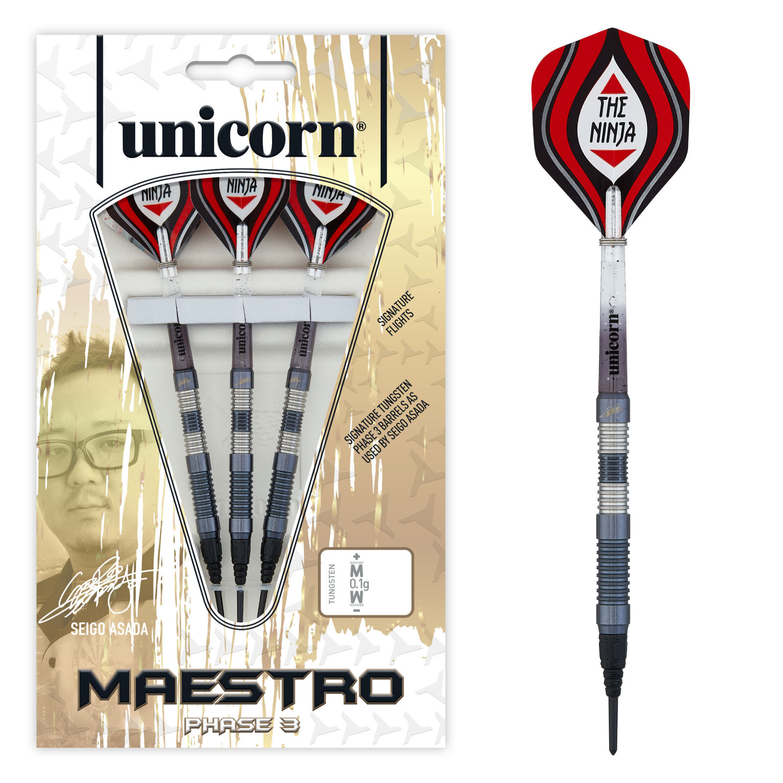 Unicorn Seigo Asada Maestro Phase 3 95% Soft Tip Darts - Dartshopper.eu