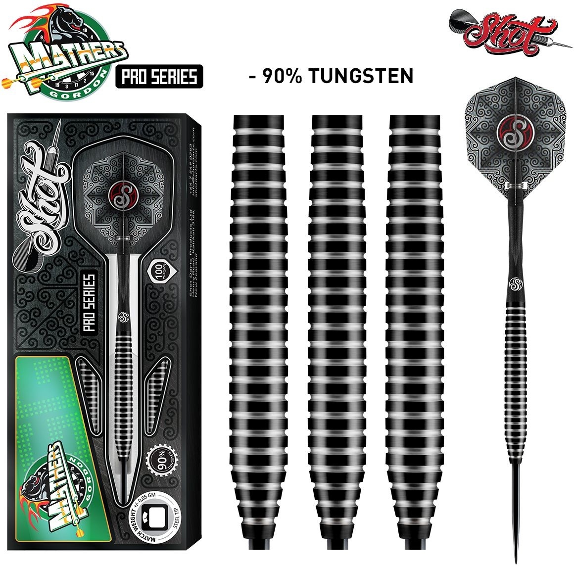 Shot Pro Series Gordon Mathers 90% Steel Tip Darts - Dartshopper.eu