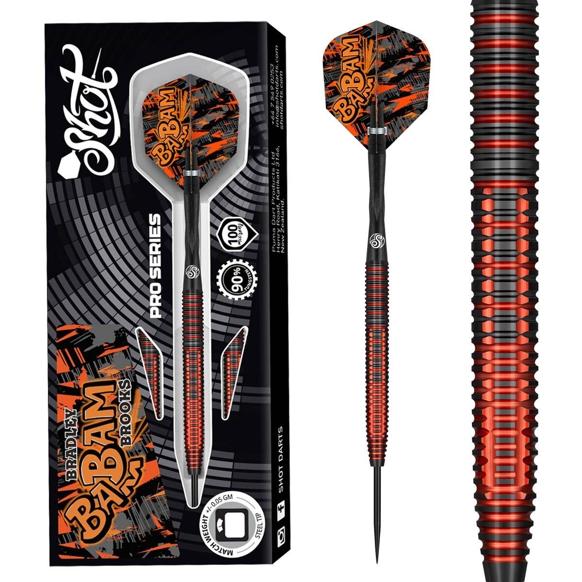 Shot Bradley Brooks 90% Steel Tip Darts - Dartshopper.eu