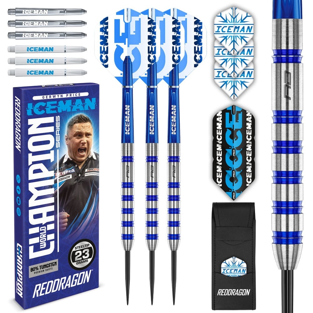 Red Dragon Gerwyn Price Iceman Cool Blue Series 80% Steel Tip Darts ...