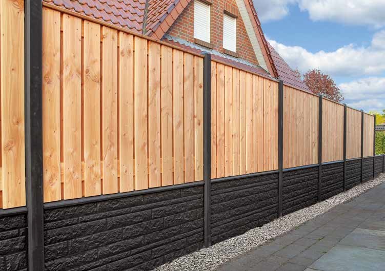 Betonpaal hout beton schutting antraciet GECOAT diamantkop extra hoog ...