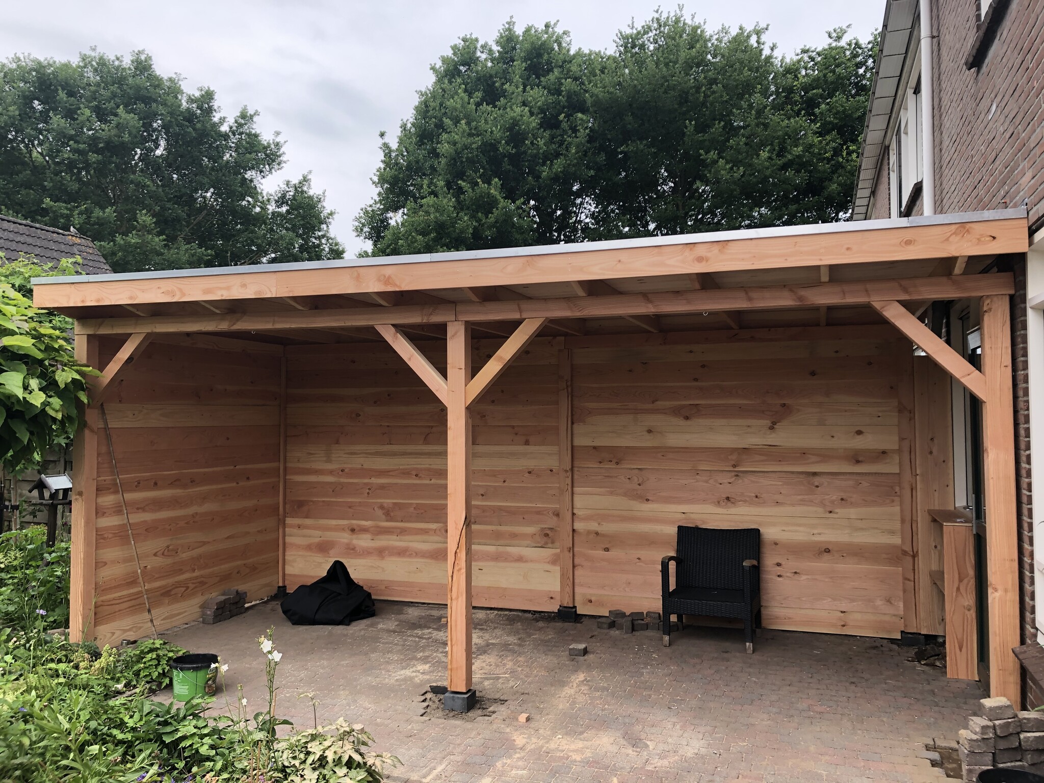 Douglas overkapping | Overkapping met plat dak | Overkapping op maat ...