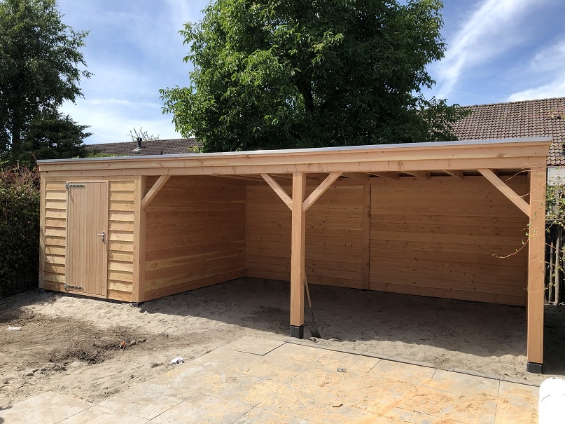 Douglas overkapping | Schuur met overkapping | Overkapping op maat ...