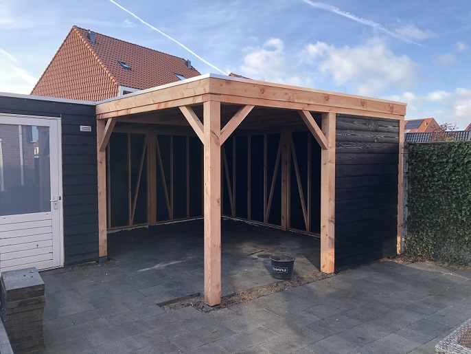 Douglas overkapping | Overkapping met plat dak | Overkapping op maat ...