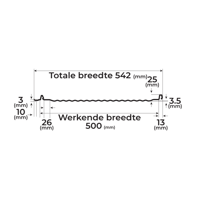 Felsplaat Retro Micro Ribs Panel | 50cm Breed - Houthandel van Gelder