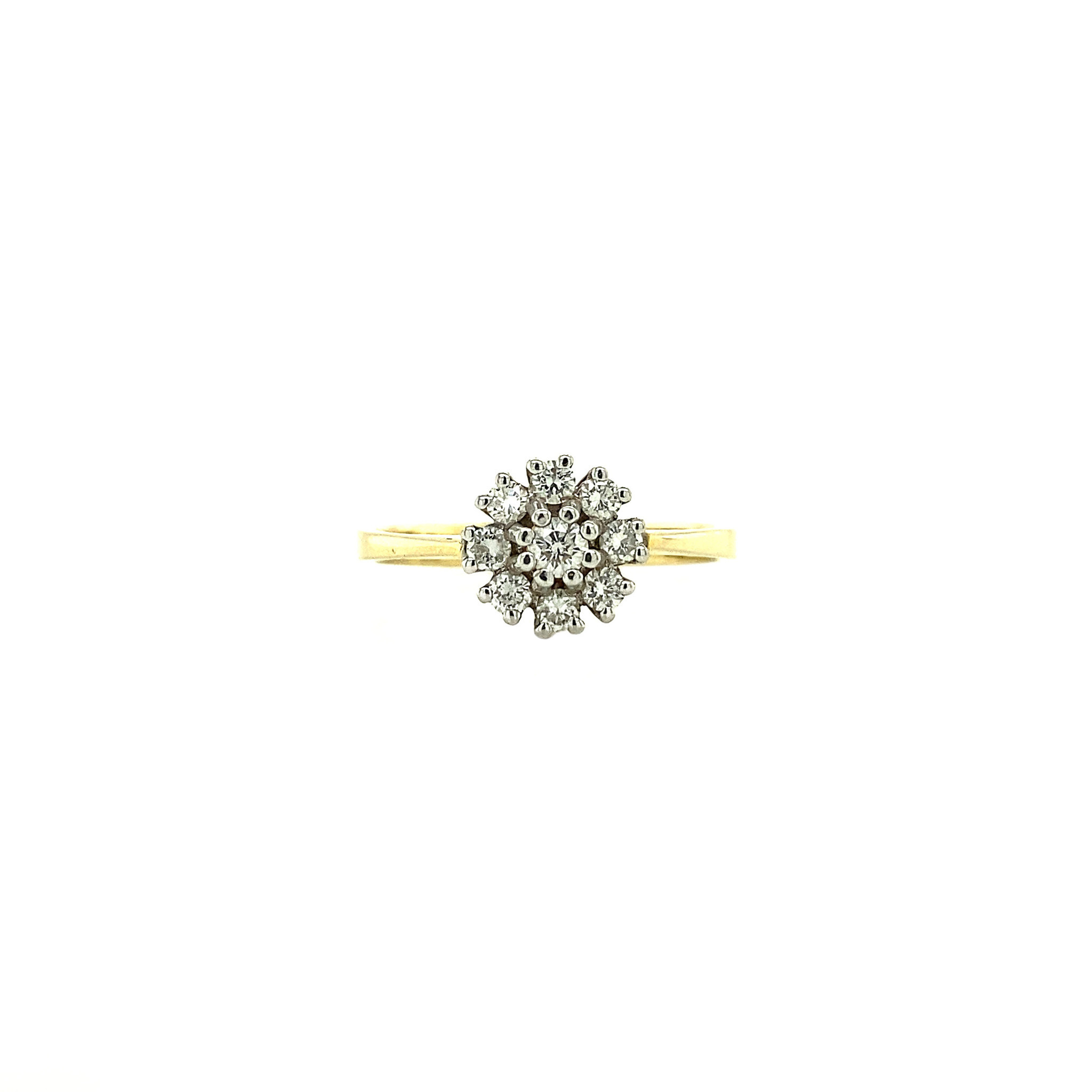 Gold entourage ring with diamond 14 krt - Vintage Jewellery