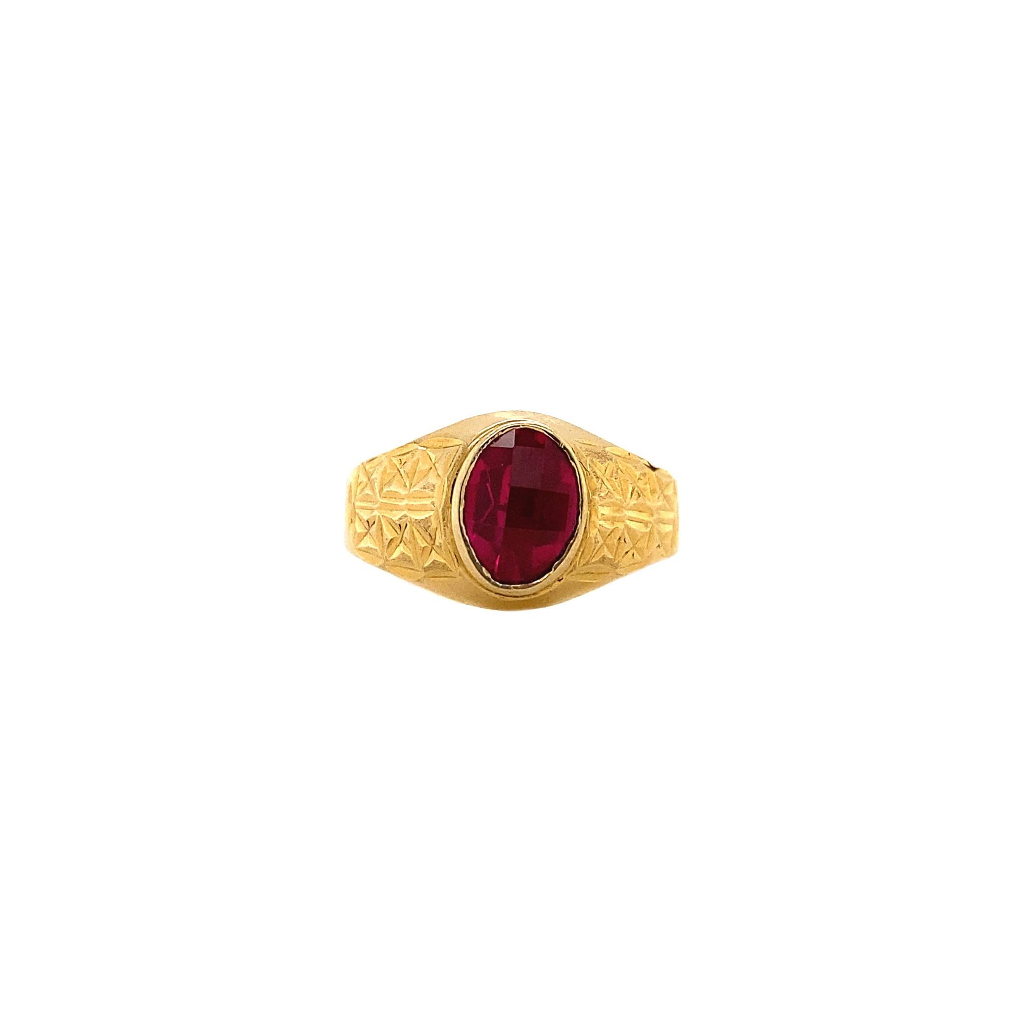 Gold ring with synthetic ruby 18 crt - Vintage Jewellery
