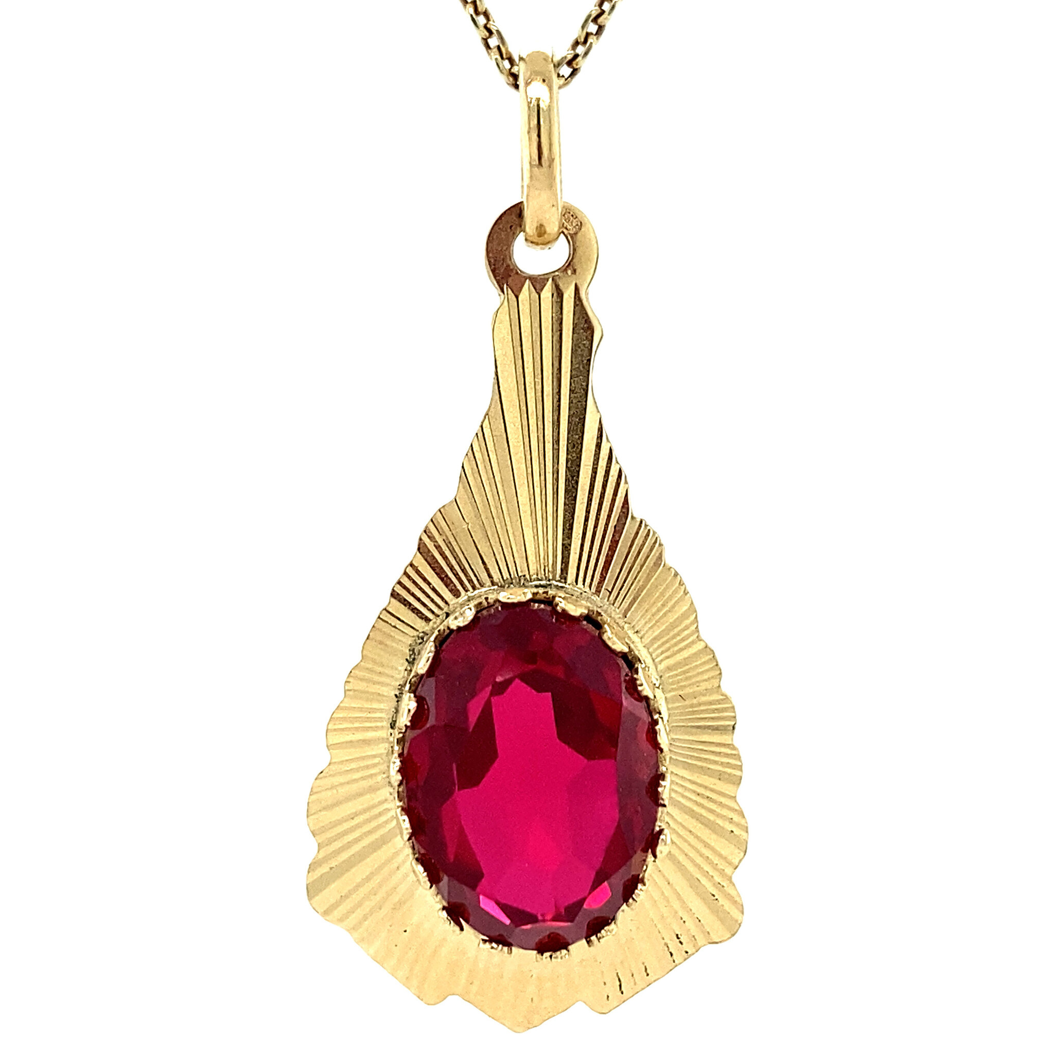 Gouden hanger met robijn 14 krt - Vintage Jewellery