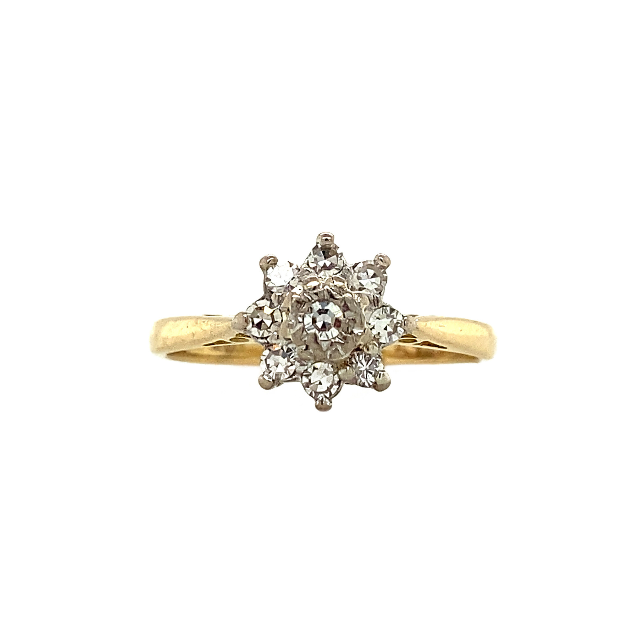 Gold entourage ring with diamonds 18 krt - Vintage Jewellery