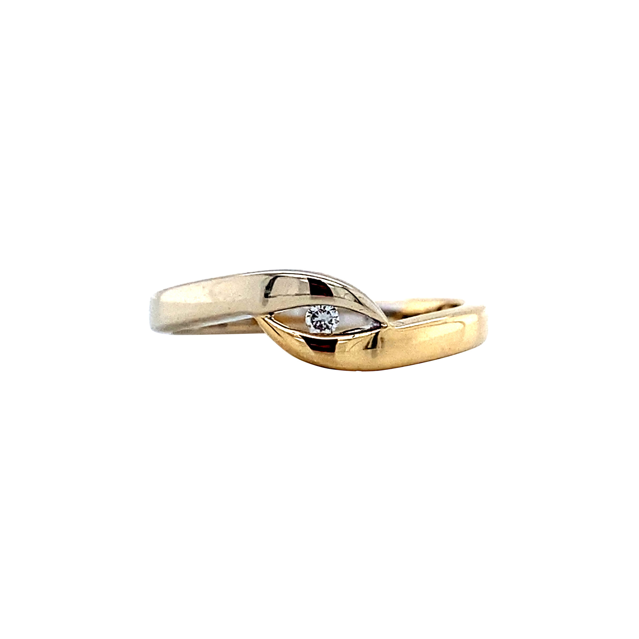Gold strike ring with diamond 14 krt - Vintage Jewellery