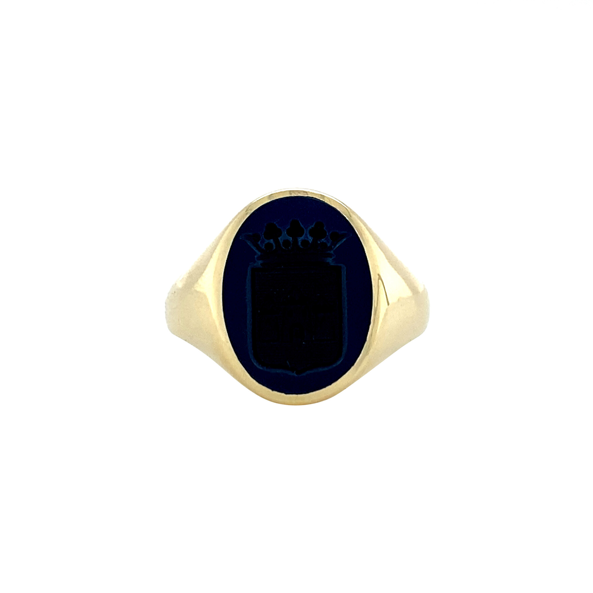 vintage Gold signet ring with blue layer stone 14 krt - Vintage Jewellery