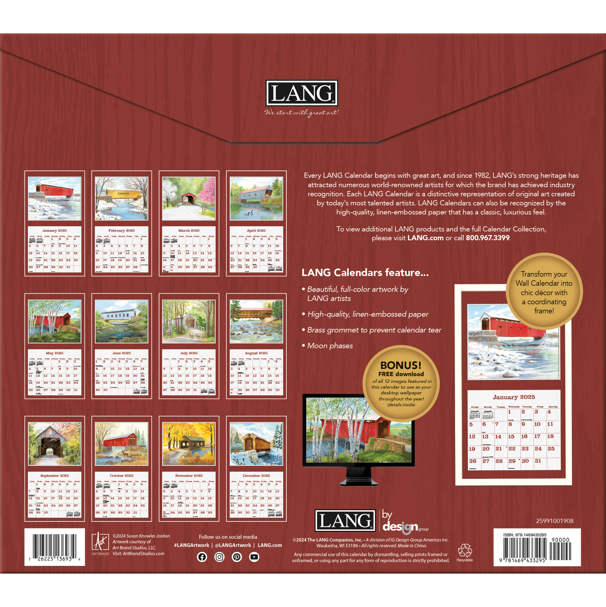 Calendrier des ponts couverts 2025 Acheter ? Oeuvre d'art de Susan ...