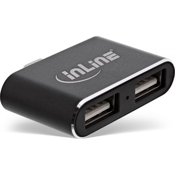 InLine USB-C hub met 2 USB-A poorten - busgevoed - USB2.0 / zwart ...