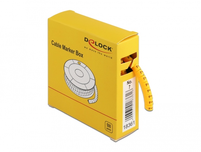 Delock Cable Marker Box, No. 7, yellow, 500 pieces | Onlinekabelshop.nl