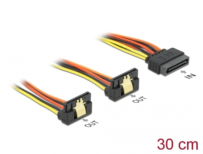 Delock Cable SATA 15 pin power plug with latching function > 2 x SATA ...