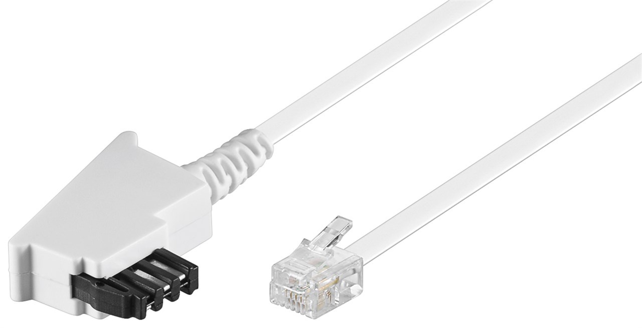 Goobay TAE-F Cable (Universal Pinout), white 15 m | Onlinekabelshop.nl