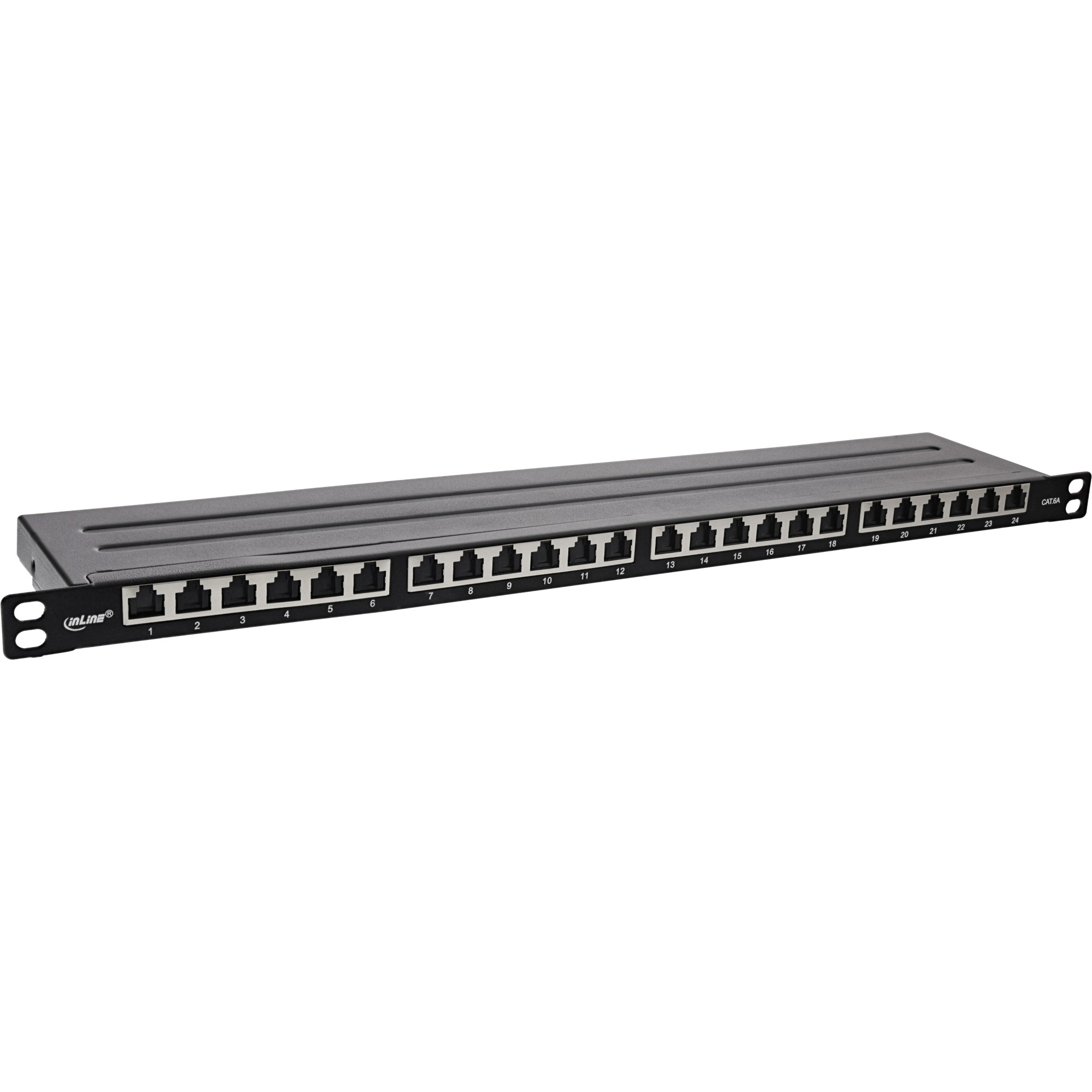 InLine® 19" patch panel Cat.6A 0.5 U 24-port, with dust protection ...