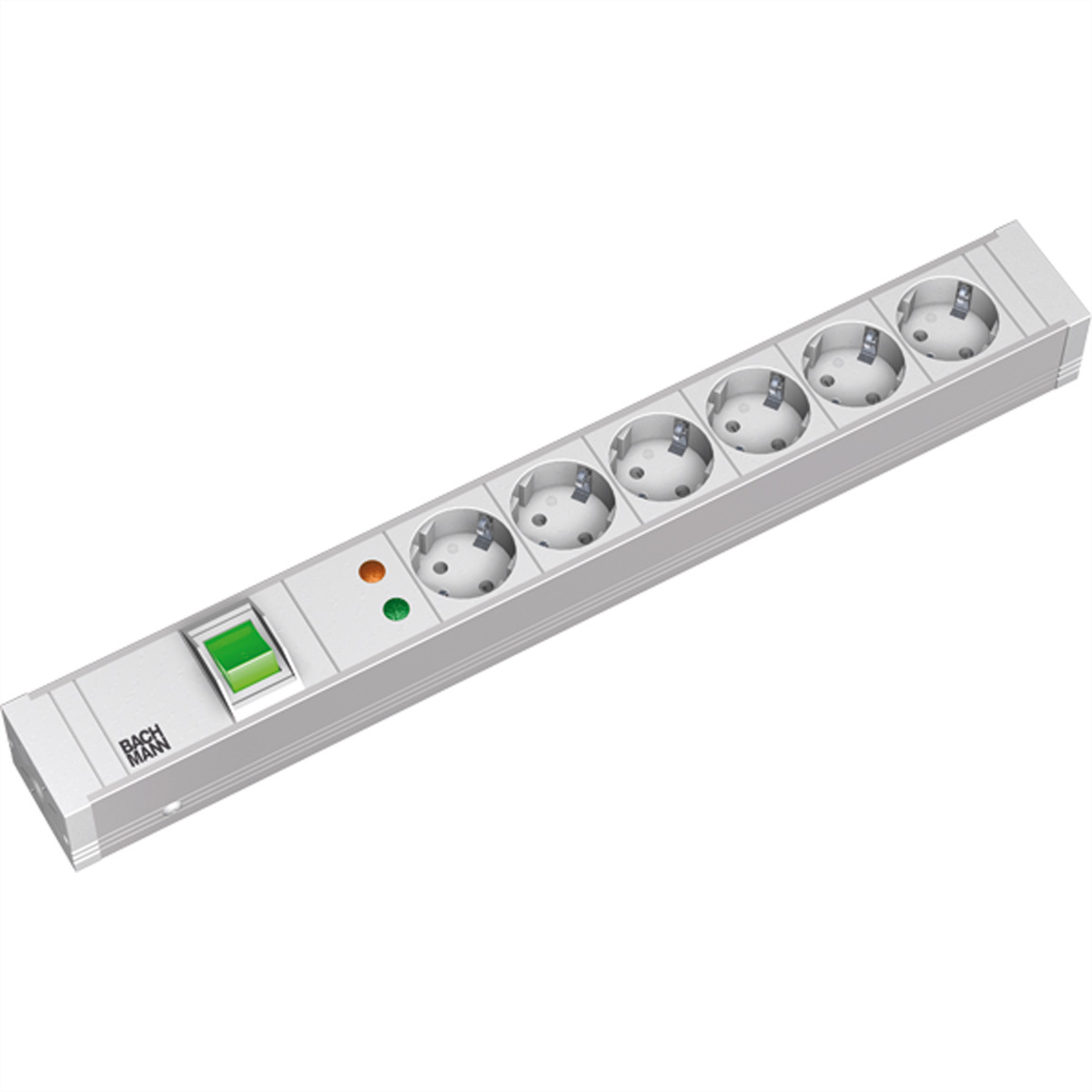 BACHMANN 19" 1,5U 6xCEE7/3 1xswitch SPD voeding 2,0m CEE7/7 ...