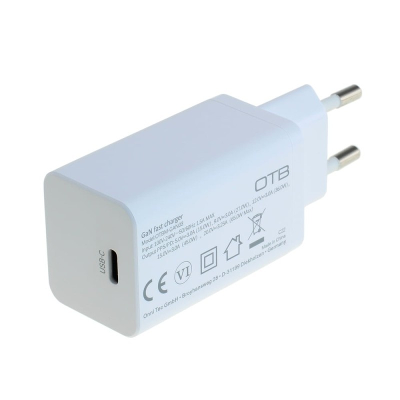 OTB USB lader | USB-C PD | GaN | 65W | wit | Onlinekabelshop.nl