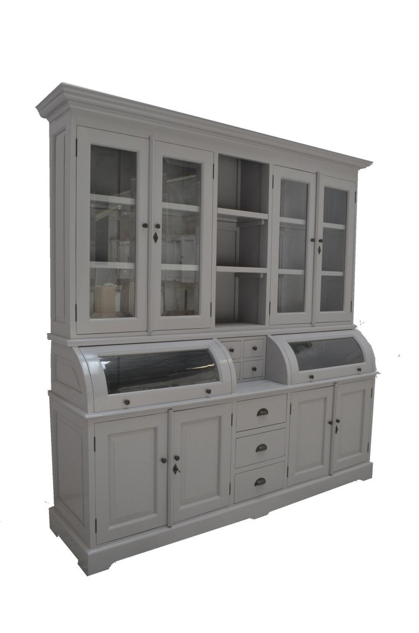 Buffetkast grijs grijs Bastiaan 200cm bolle kleppen - Kasten van de Koning