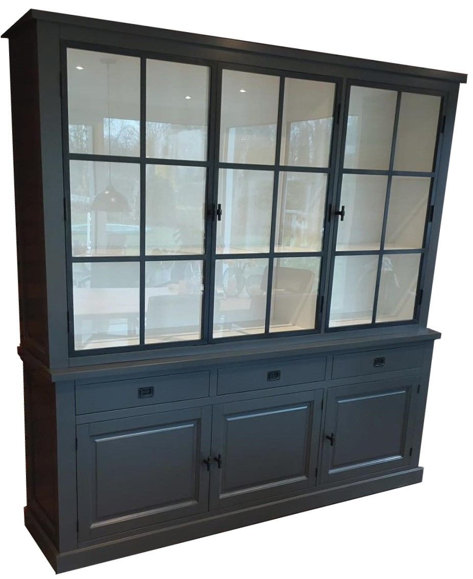 Buffetkast Soest antraciet met stalen deuren 200cm - Kasten van de Koning