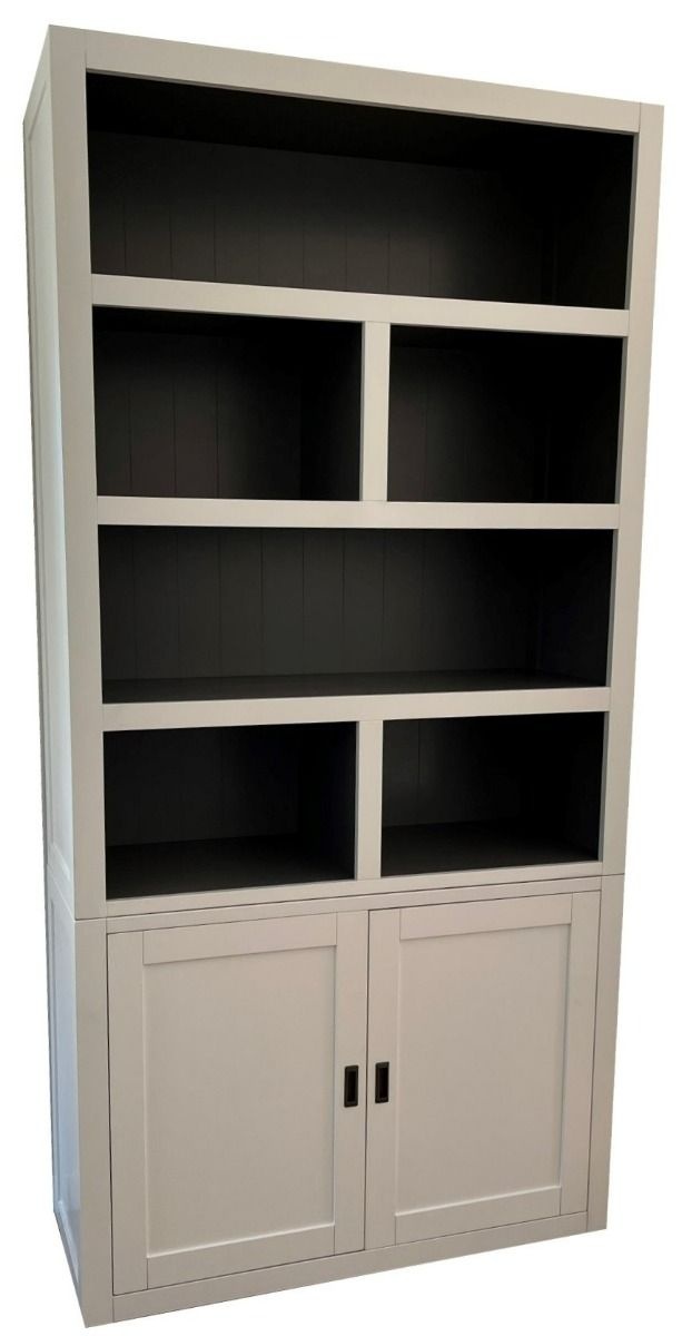 Witte design vakkenkast ongelijke vakken 120 x 240cm - Kasten van de Koning
