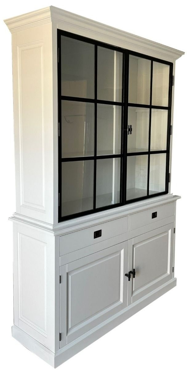 Buffetkast Poeldijk wit met stalen deuren 150cm - Kasten van de Koning