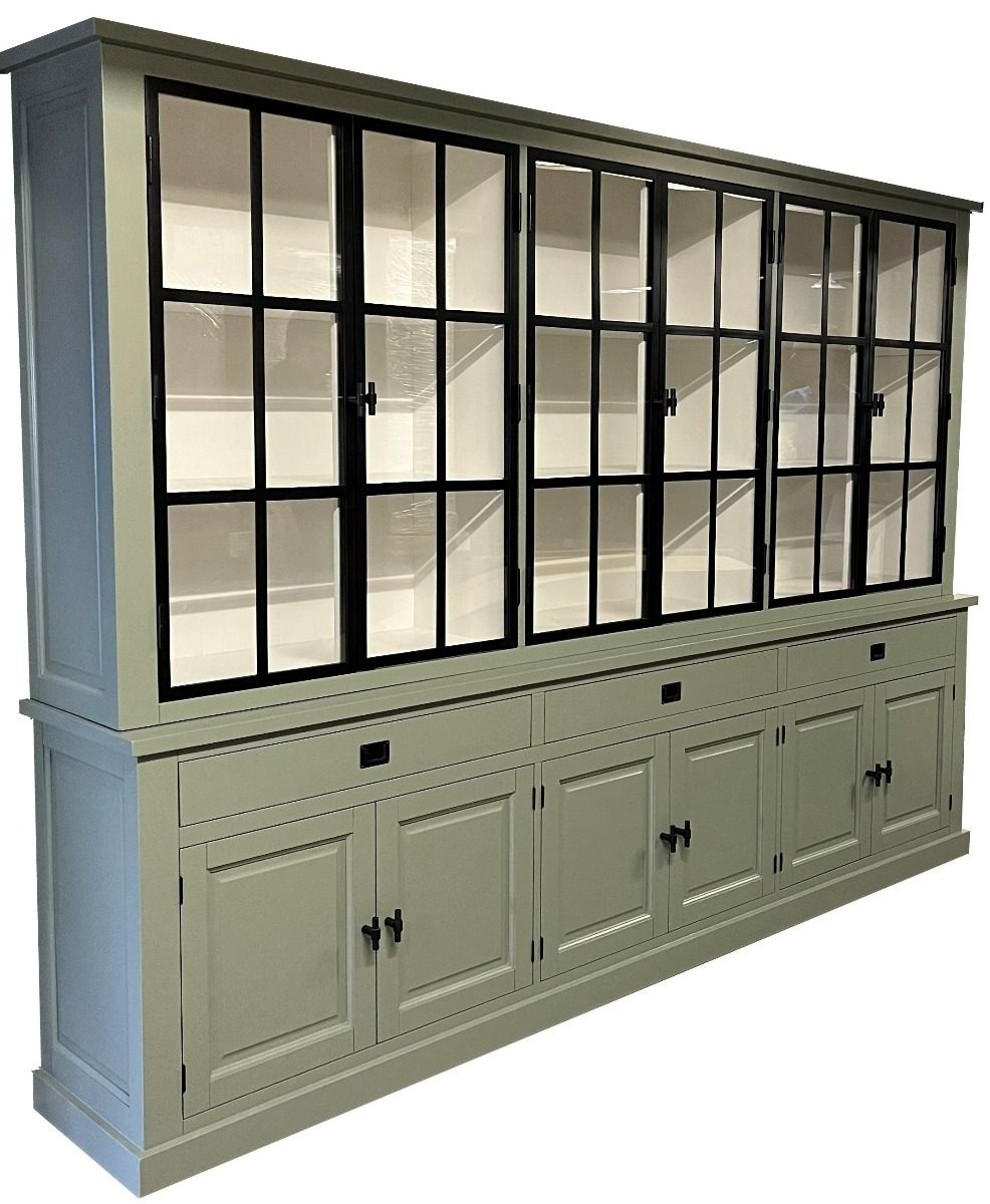 Buffetkast Soest Engels groen met stalen deuren 300cm - Kasten van de ...
