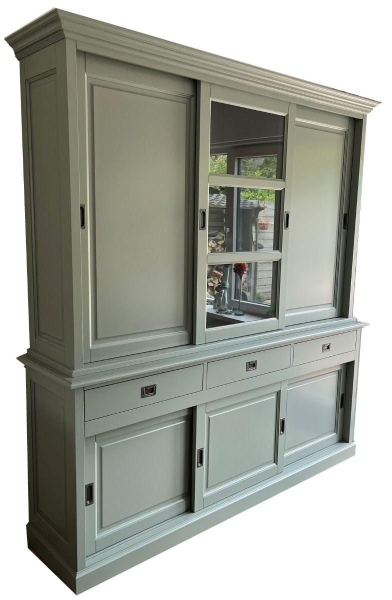 Buffetkast Engels groen - groen Putten 200cm dichte zijdeuren - Kasten ...
