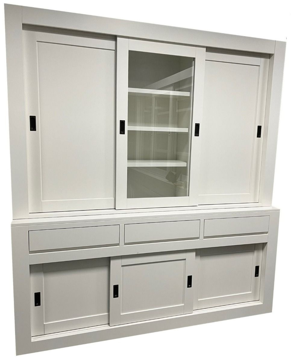 Buffetkast wit Vaassen greeploos 200cm dichte zijdeuren - Kasten van de ...