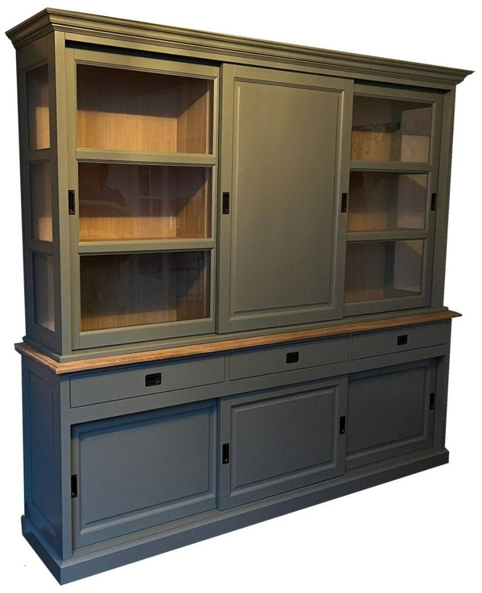 Buffetkast Engels groen Deurne 240cm eiken lijst en interieur - Kasten ...