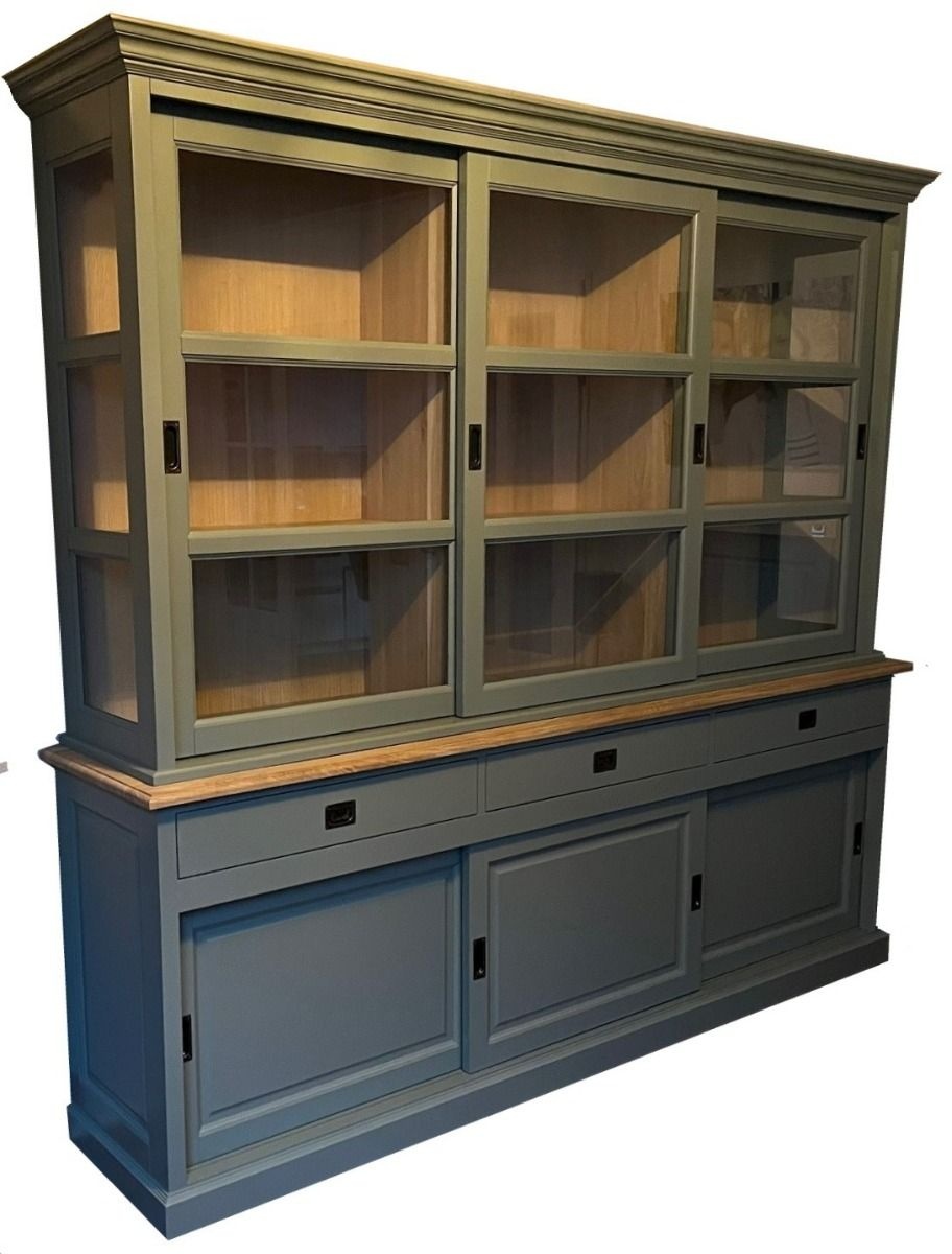 Buffetkast Engels groen Beverwijk 240cm eiken lijst en interieur ...