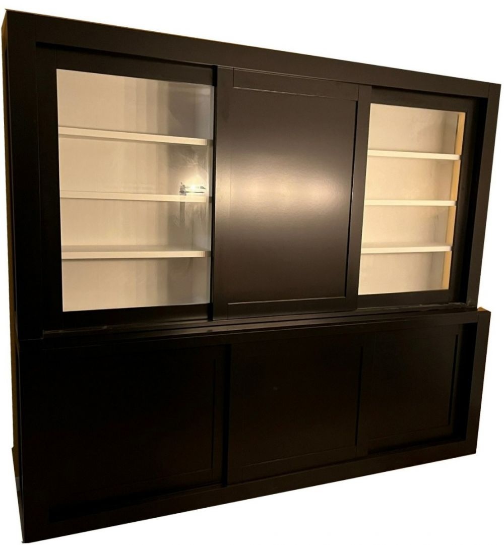 Buffetkast zwart Tholen 260cm dichte middendeur - Kasten van de Koning