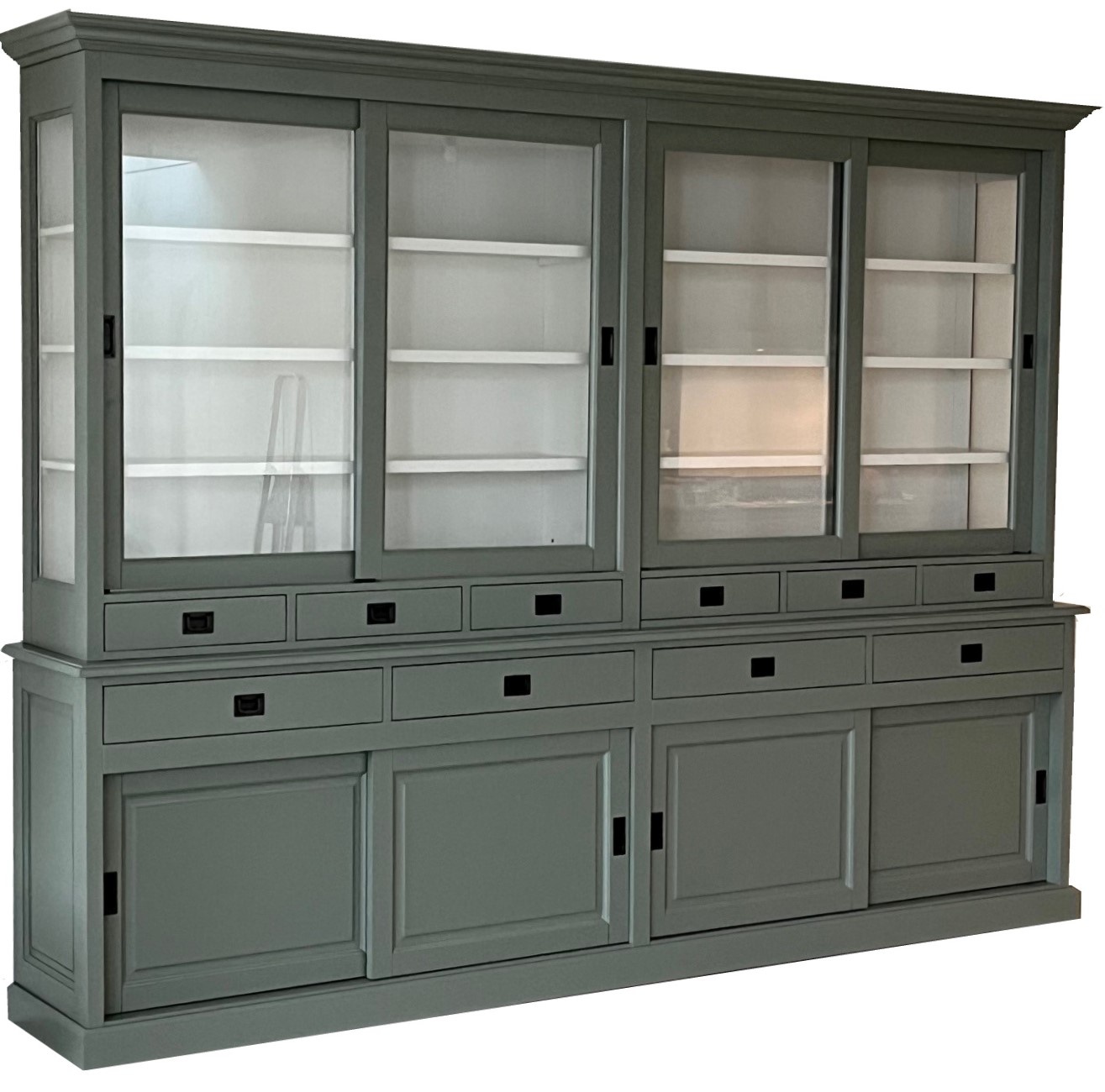 Buffetkast Engels groen Blaricum 300cm - Kasten van de Koning