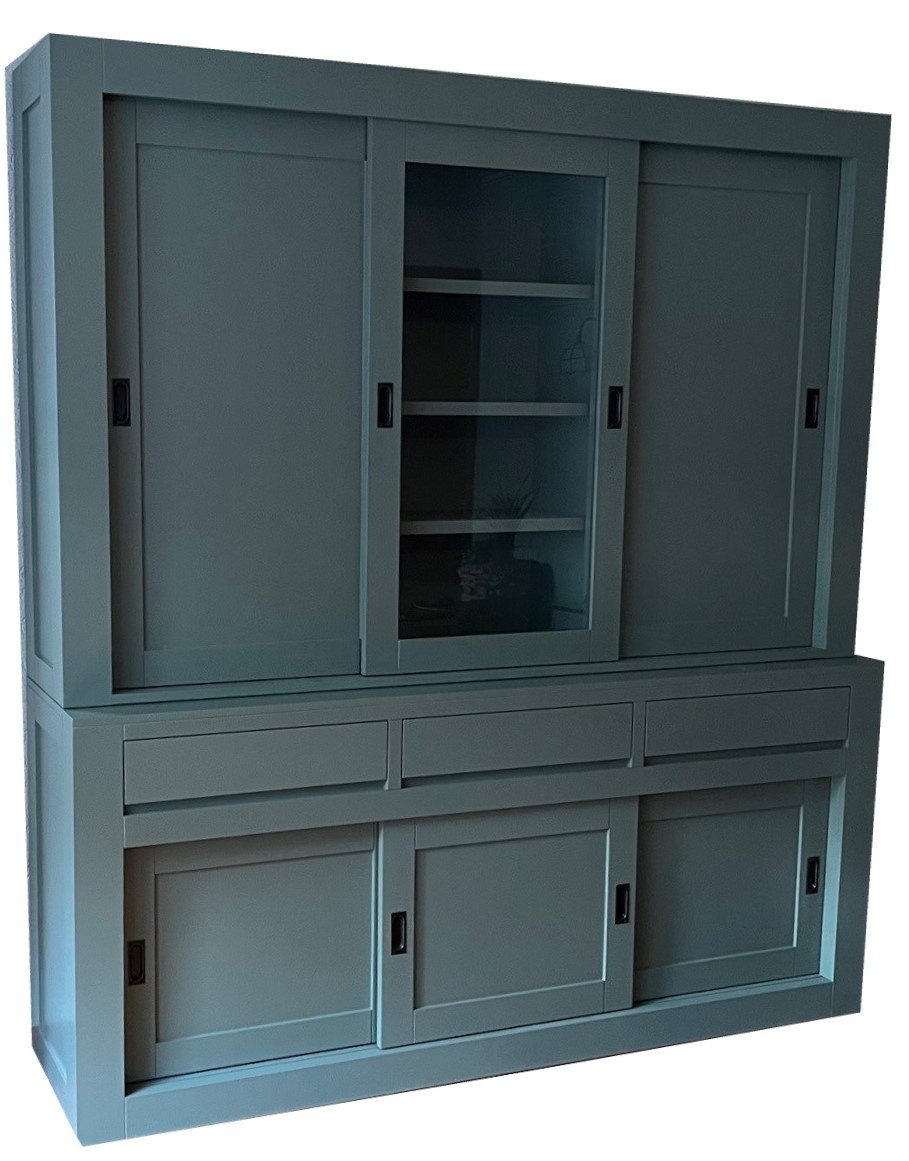 Buffetkast turquoise Vaassen greeploos 200cm dichte zijdeuren - Kasten ...