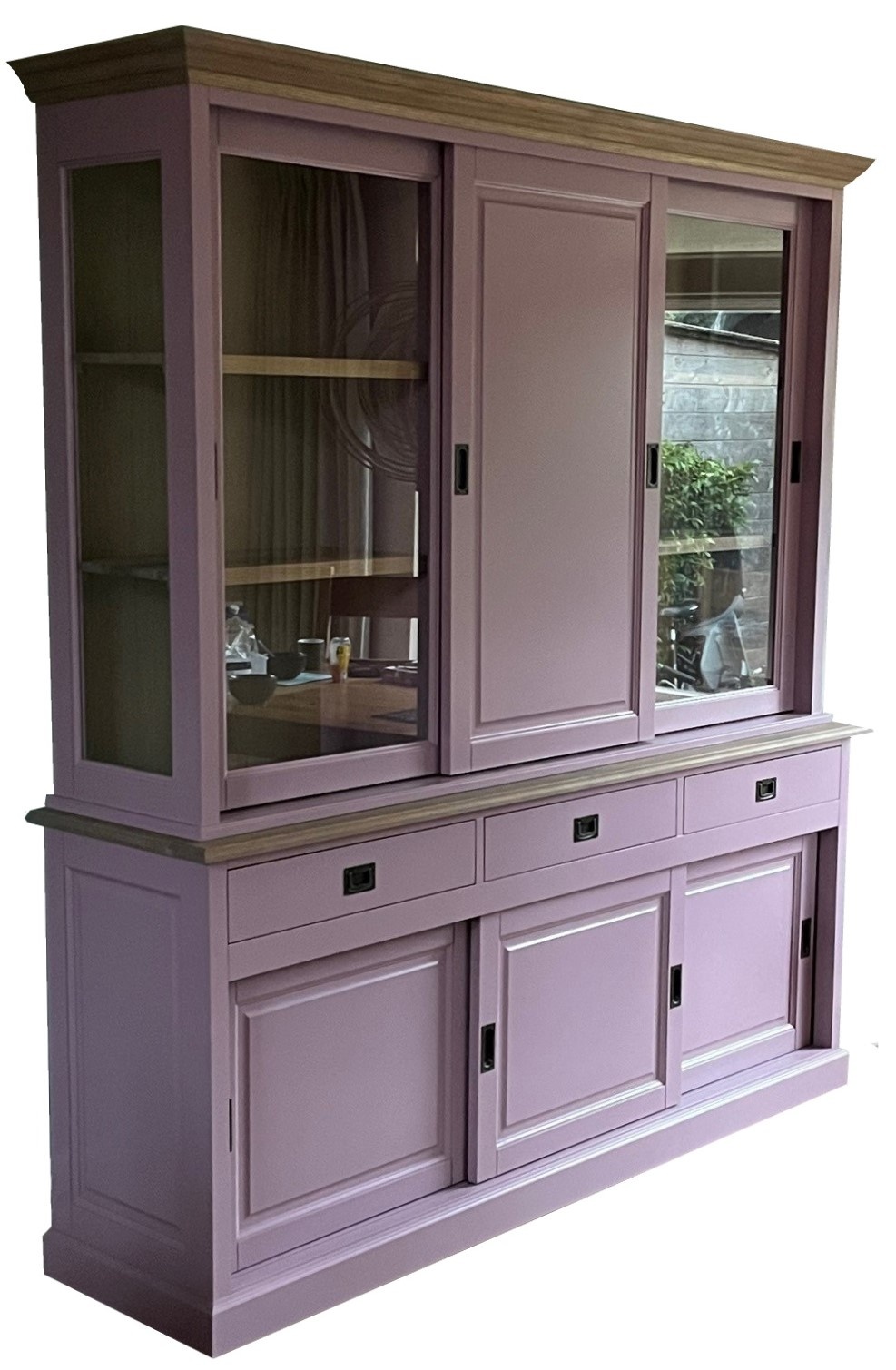 Buffetkast pastelviolet Deurne 200cm dichte middendeur en eiken lijsten ...