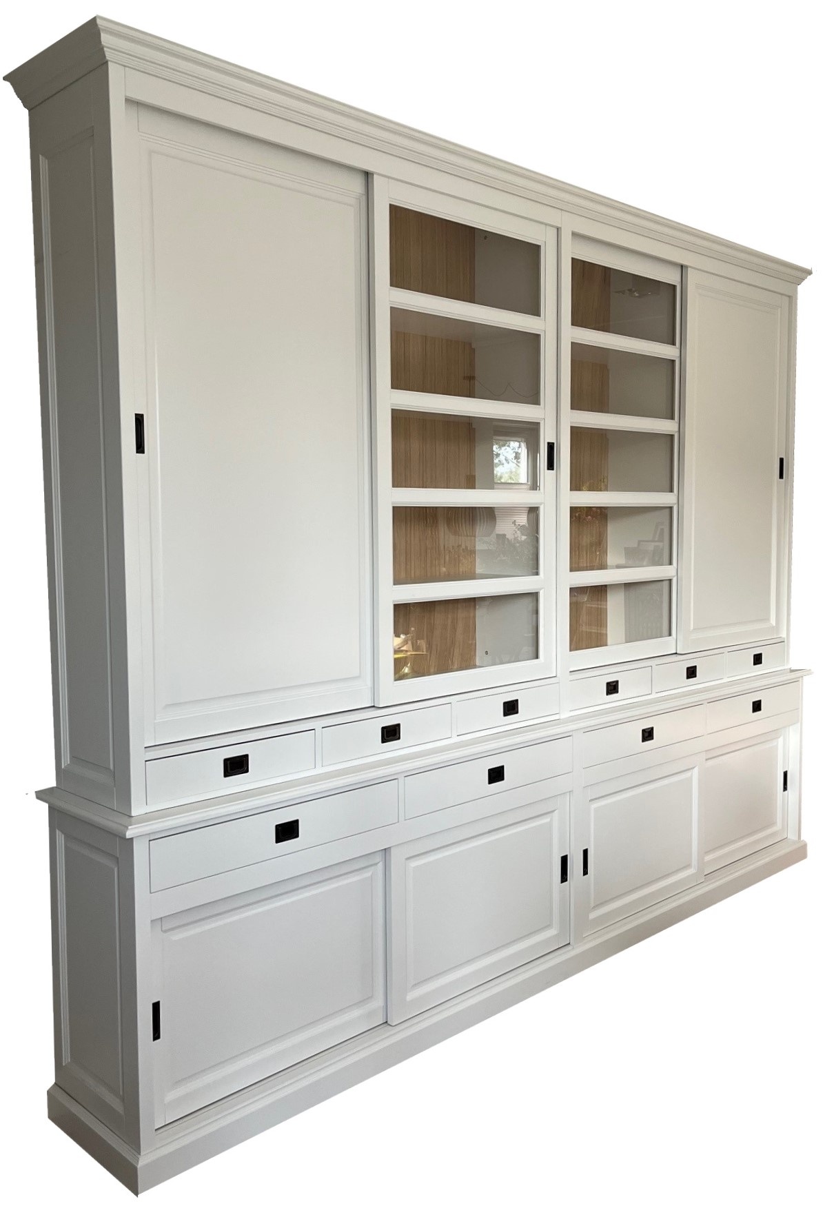 Buffetkast wit Emmen 360 x 260cm eiken achterwand en dichte zijdeuren ...