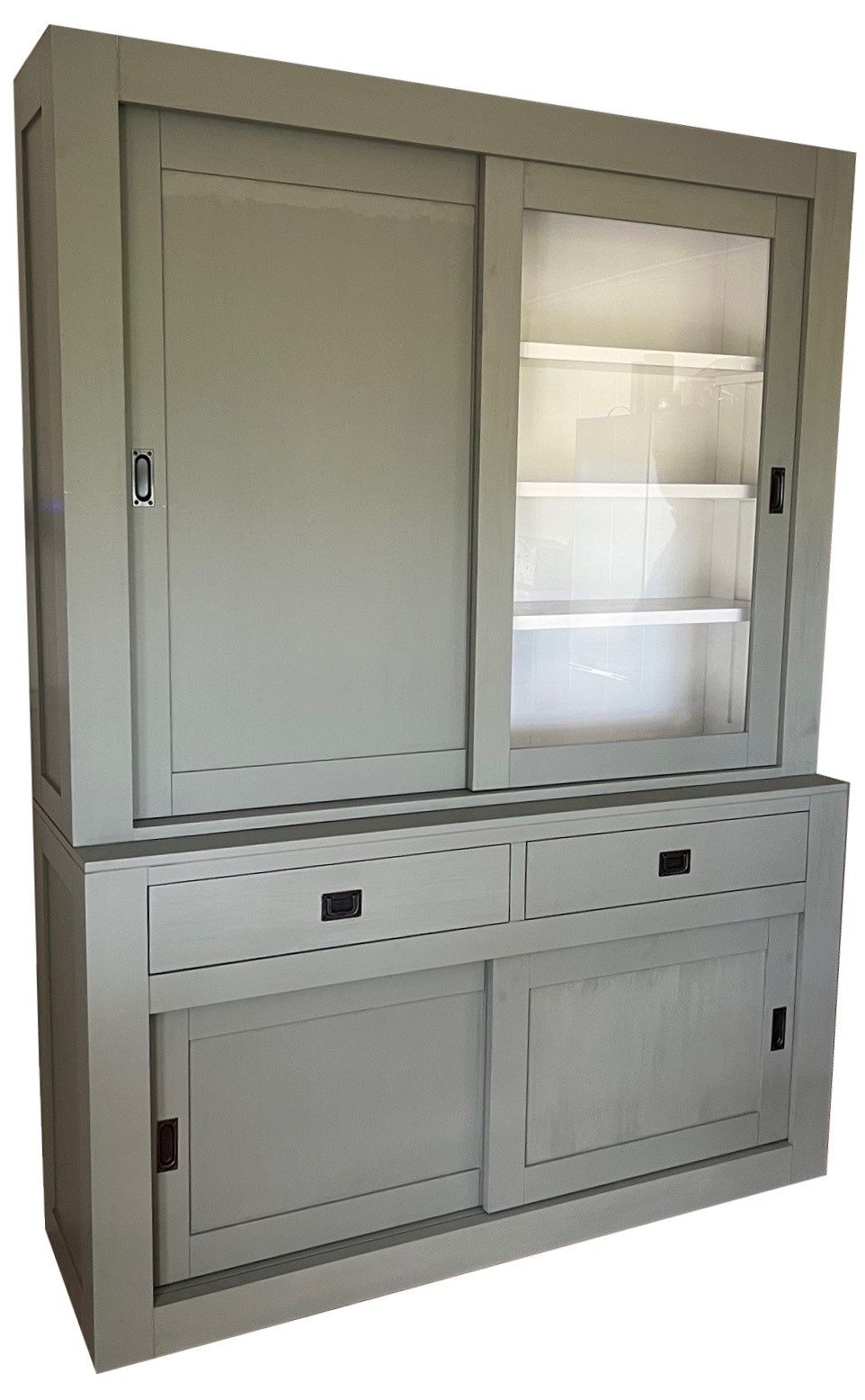 Buffetkast Engels groen Leek 160cm dichte deur - Kasten van de Koning